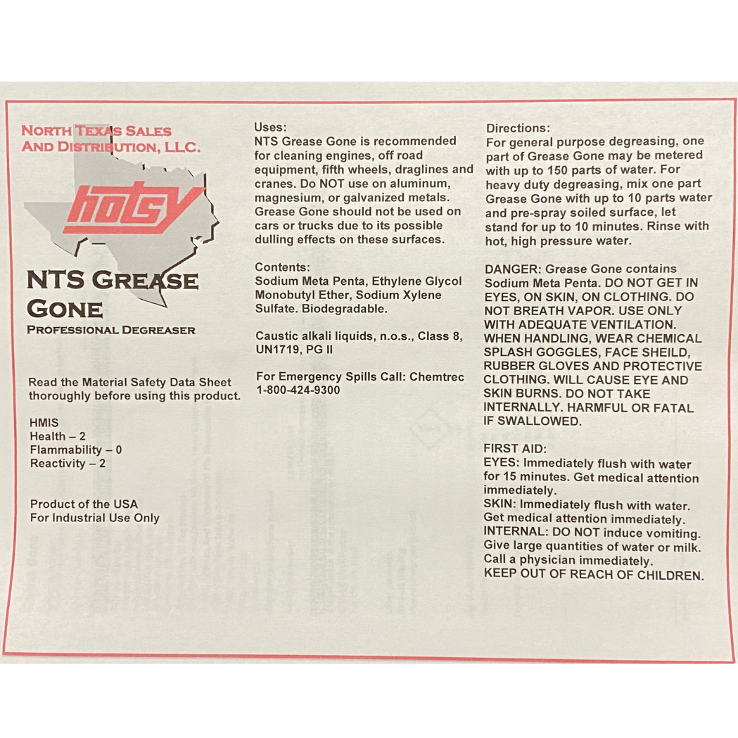 Grease Gone Premium Degreaser | NTXSD Pressure Washer Detergent ...